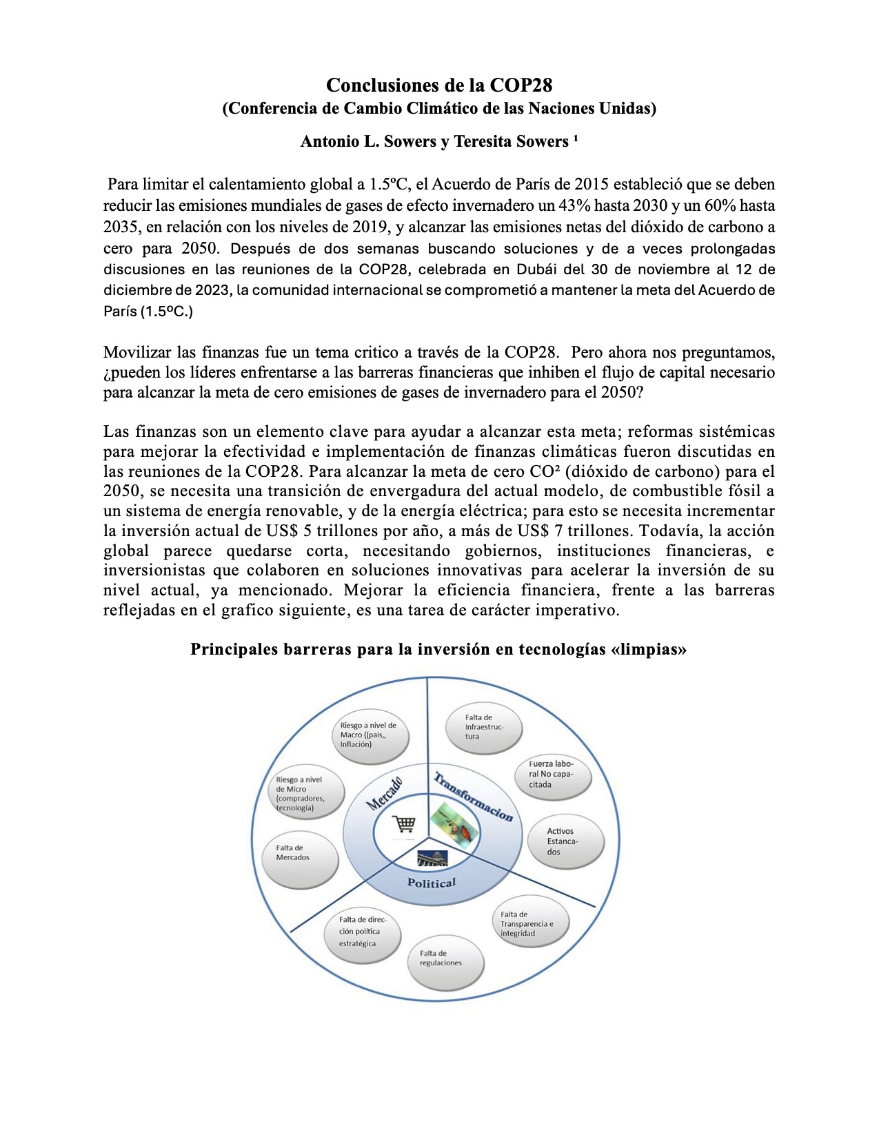 Conclusiones de la COP28 (Conferencia de Cambio Climático de las ...